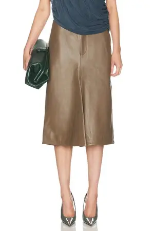 Victoria Beckham Kick Detail Leather Skirt