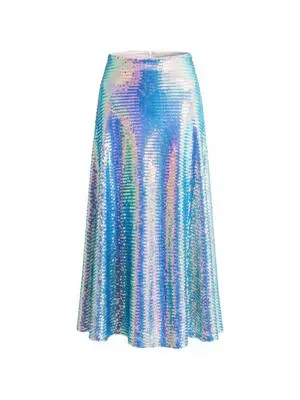 GEMY MAALOUF Sequin-embellished Flared Midi Skirt - Blue