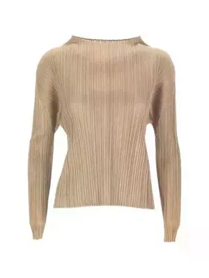 Issey Miyake Monthly Colours October Pleated Long-sleeved Blouse - Neutrals
