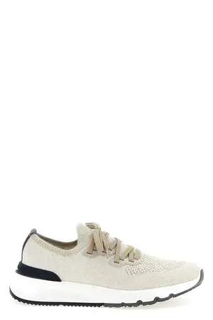 Brunello Cucinelli Cream Knit 'runners' Sneaker - Beige