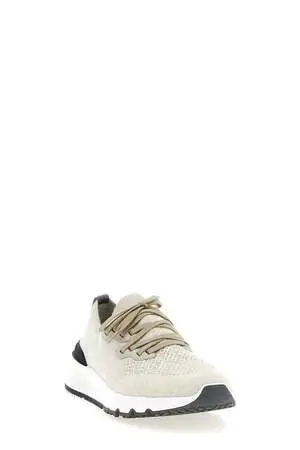 Brunello Cucinelli Cream Knit 'runners' Sneaker