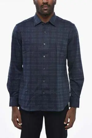 Corneliani Plaid Shirt With French Collar - Blue