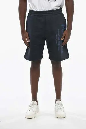 Alexander McQueen Elastic-waist Shorts With Printed Logo - Blue
