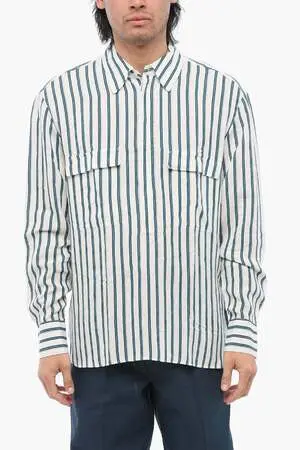 PT TORINO Striped Shirt With Double Chest Pockets