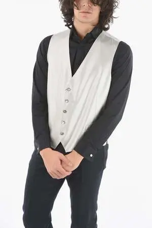 Corneliani Herringbone-pattern Silk Waistcoat - Gray