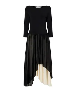Maria Mcmanus Asymmetric Gathered Jersey Midi Dress - Black