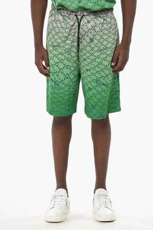 Off-White Drawstring Patterned Short - Green