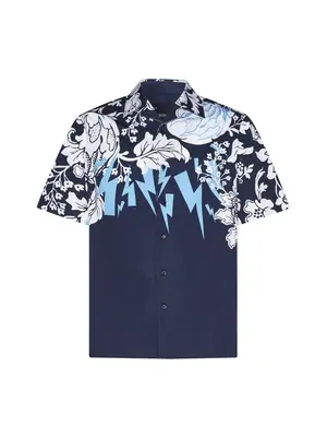 Neil Barrett Hawaiian Bolts Loose-fit Shirt - Blue