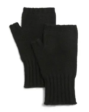 Vince Cashmere Knit Fingerless Mittens - Black