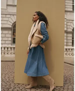 Mint Velvet Suede Faux Fur Vest