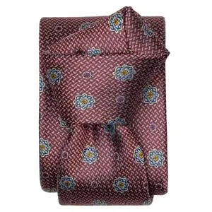 ELIZABETTA MADE IN ITALY Deruta Silk Jacquard Tie Raspberry Sorbet - Pink