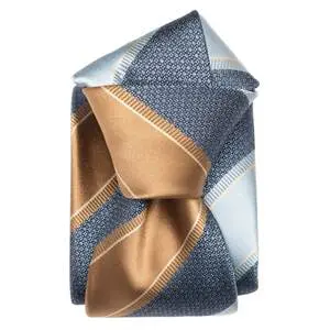 ELIZABETTA MADE IN ITALY Ferrari Silk Jacquard Tie Blue & Copper - Gold