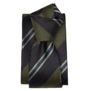ELIZABETTA MADE IN ITALY Flaminia Silk Jacquard Tie Navy & Olive - Green