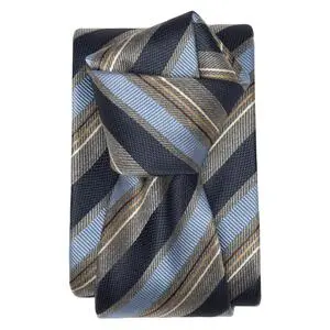 ELIZABETTA MADE IN ITALY Espada Silk Jacquard Tie & Grey - Blue