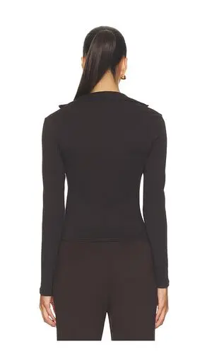 Donni. The Baby Rib Zip-up Tee In Chocolate
