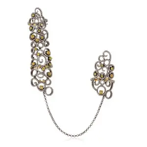 ARTISAN Ice Diamond Connector Ring In Silver & 18k Yellow - Gold