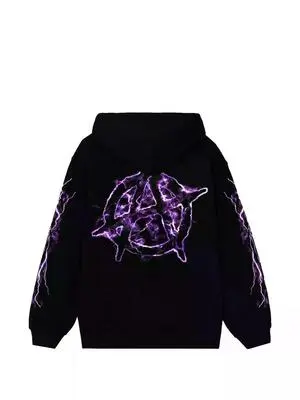 REVENGE Lightning-print Hoodie - Black