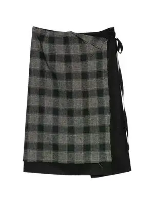 MARINA YEE Checked Wrap Skirt - Black