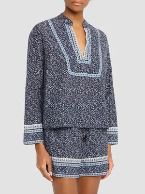 Veronica Beard Cyra Floral V-neck Blouse
