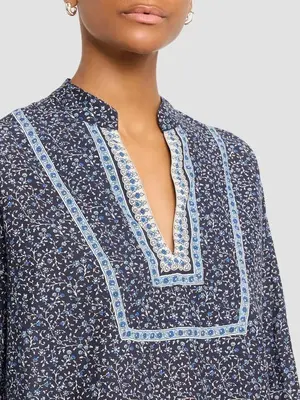 Veronica Beard Cyra Floral V-neck Blouse