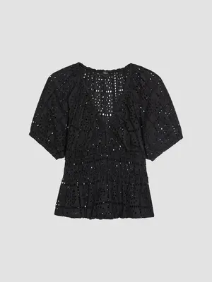 Rails Argenta Cotton Eyelet Crop Top - Black Grid