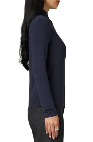 Wit & Wisdom Surplus Mock Neck Long Sleeve Top - Navy