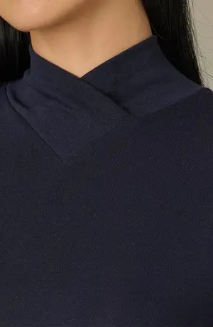 Wit & Wisdom Surplus Mock Neck Long Sleeve Top - Navy