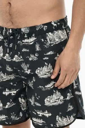 Woolrich Patterned Boxer Swim Shorts - Blue