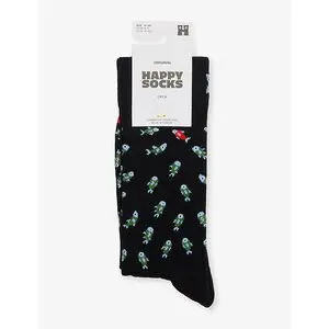 Happy Socks One In A Million Stretch Cotton-blend Socks - Black