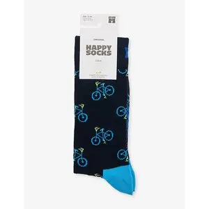 Happy Socks Bike Stretch Cotton-blend Socks - Navy