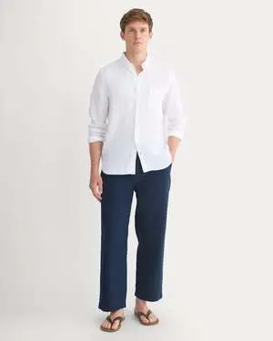 Everlane Cropped Slub Trousers - Deep Navy