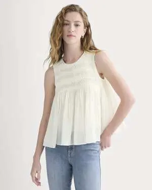 Everlane Twisted Pleat Tank Top - Bone