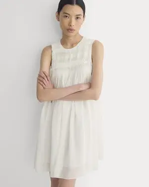 Everlane Twisted Pleated Mini Dress - Bone