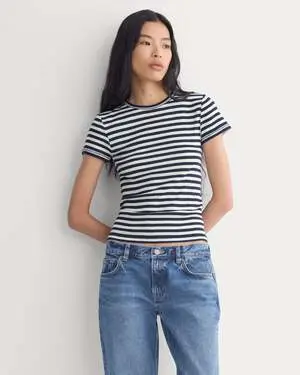 Everlane Tissue Short-sleeve Crew Neck T-shirt - Bone/navy