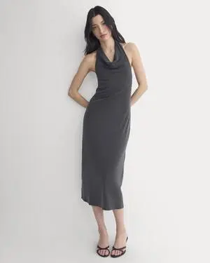 Everlane Cowlneck Halter Midi Dress - Black