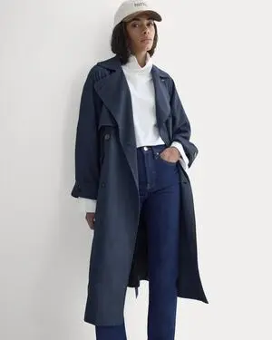 Everlane Drapey Twill Trench Coat - Navy