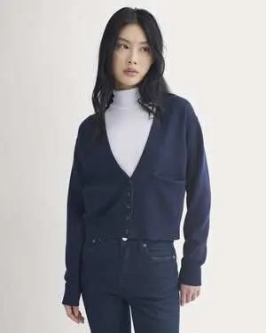 Everlane Cotton Merino Deep V-neck Cardigan - Navy