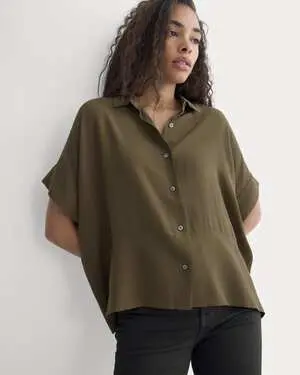 Everlane The Boxy Shirt In Washable Silk - Beech