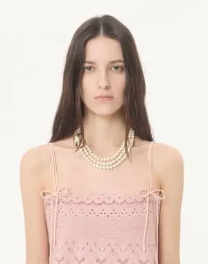 Valentino Garavani Midi Dress In Sangallo With Margheritine Embroidery - Pink