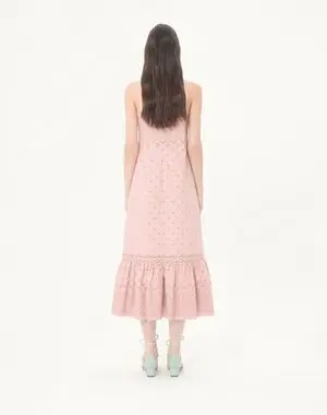 Valentino Garavani Midi Dress In Sangallo With Margheritine Embroidery - Pink