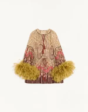 Valentino Garavani Pekin Voyage Imaginaire Paisley Print Blouse With Feather Trim - Multicolour