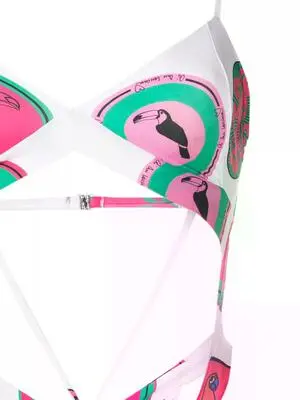 AMIR SLAMA Graphic-print Cut-out Swimsuit