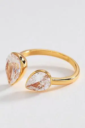 Anthropologie Asymmetric Crystal Cocktail Ring - Clear