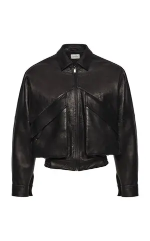 Magda Butrym Sheep Leather Bomber Jacket - Black