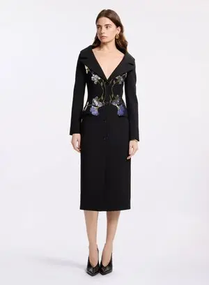 Elie Saab Single-breasted Crepe-wool Coat - Black