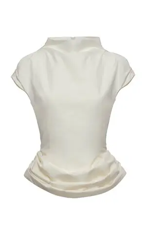 Magda Butrym Draped Cotton-silk Peplum Top - White