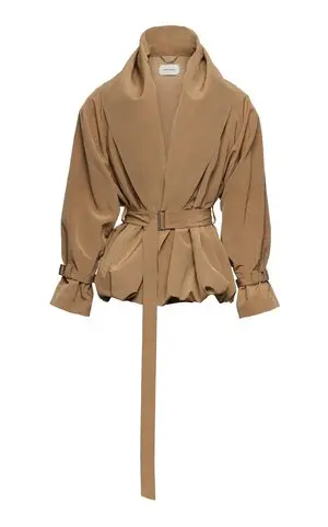 MAGDA BUTRYM Magda Butrym Belted Shawl Collar Linen-Blend Jacket