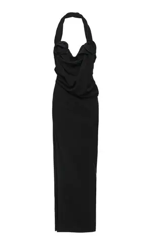 Magda Butrym Draped Halter Wool Dress - Black