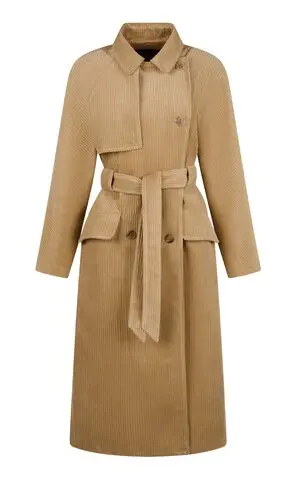 Martin Grant Double-breasted Corduroy Trench Coat - Tan