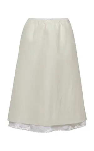 MAGDA BUTRYM Magda Butrym Layered Silk Midi Skirt With Lace Trim
